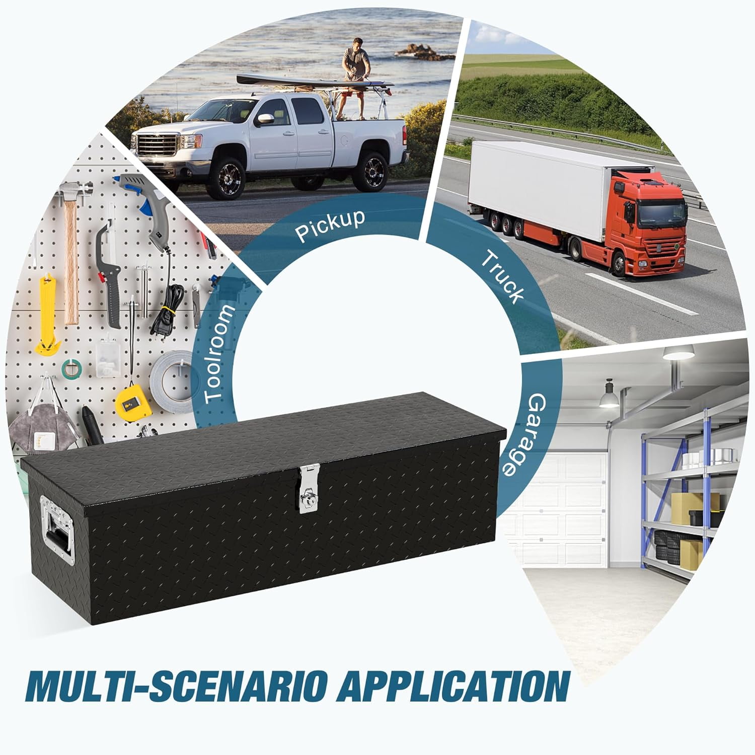 Aluminum Truck Tool Box, Lockable Under Seat Storage Organizer, Heavy ...