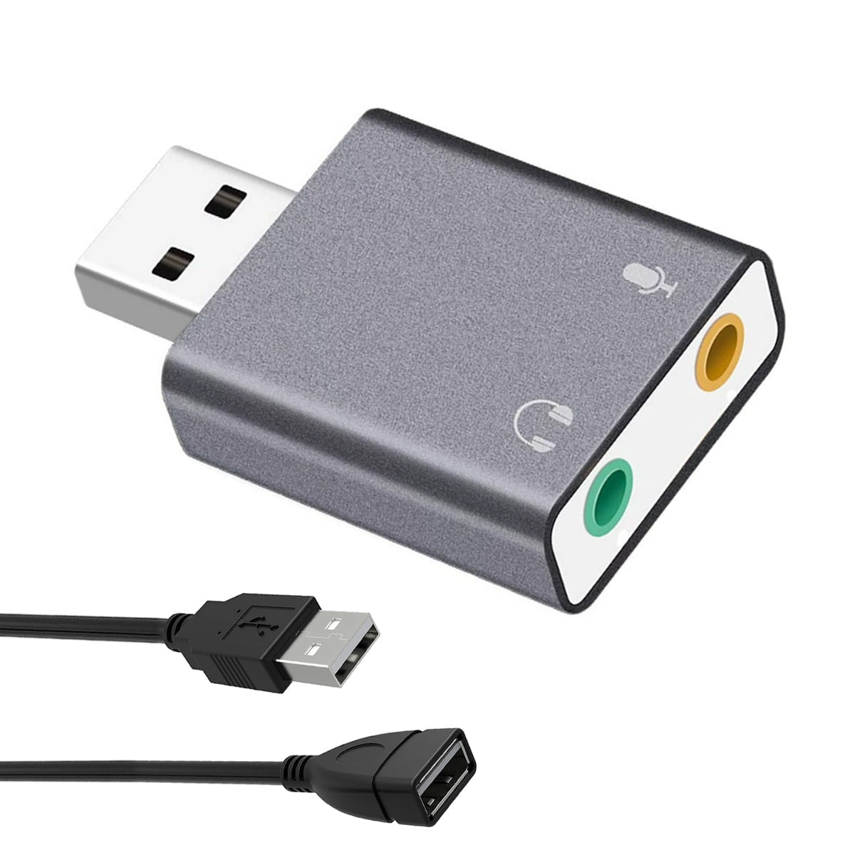 Aluminum USB Stereo Sound Adapter with 3.5mm Jack for PC, Windows, Mac ...