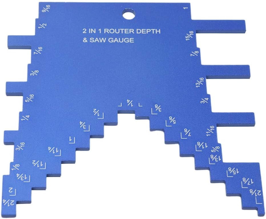Aluminum Ultimate Clarity 2 in 1 Router & Table Saw Depth Gauge (Blue ...