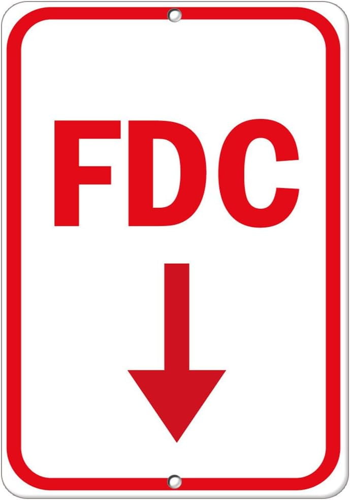 Aluminum Vertical Metal Sign Multiple Sizes Fdc Downward Pointing Arrow Hazard Fire Department ...