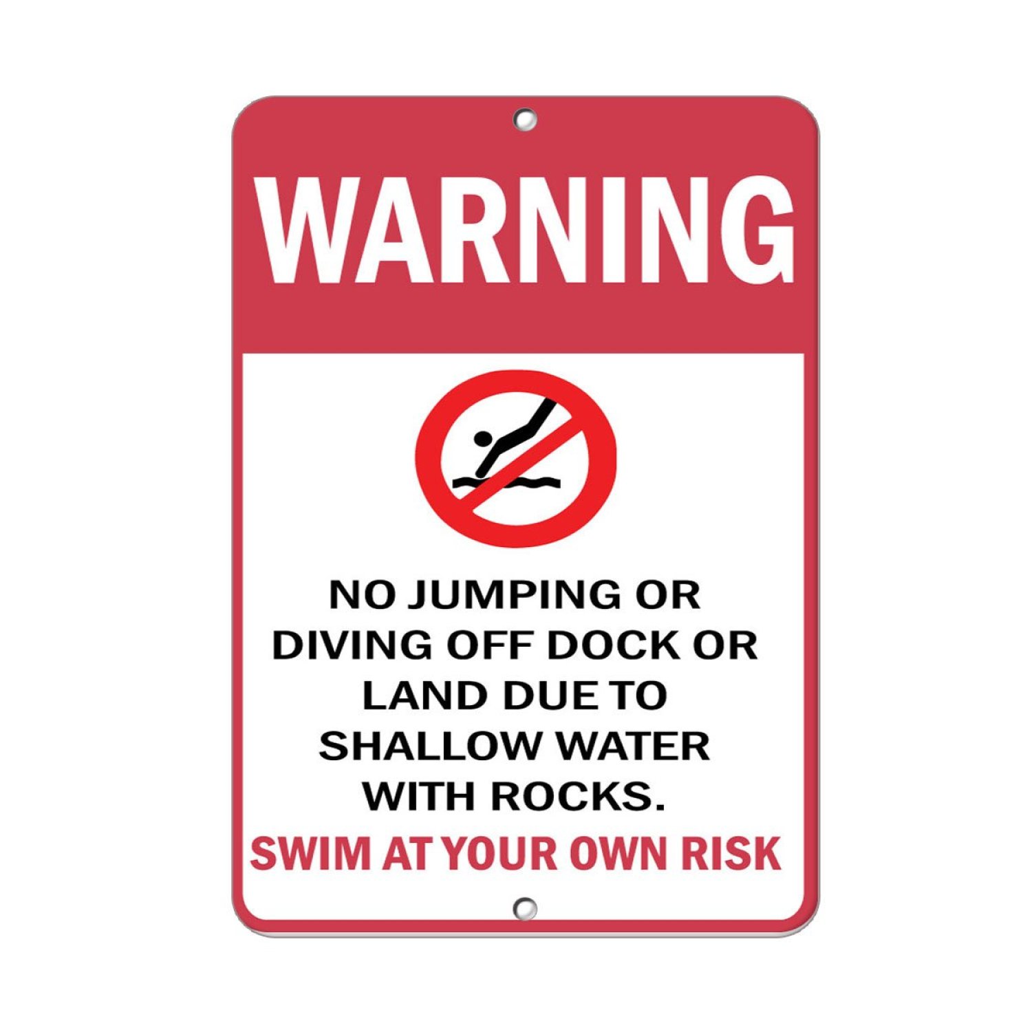 Aluminum Vertical Metal Sign Multiple Sizes Warning No Jumping Diving ...