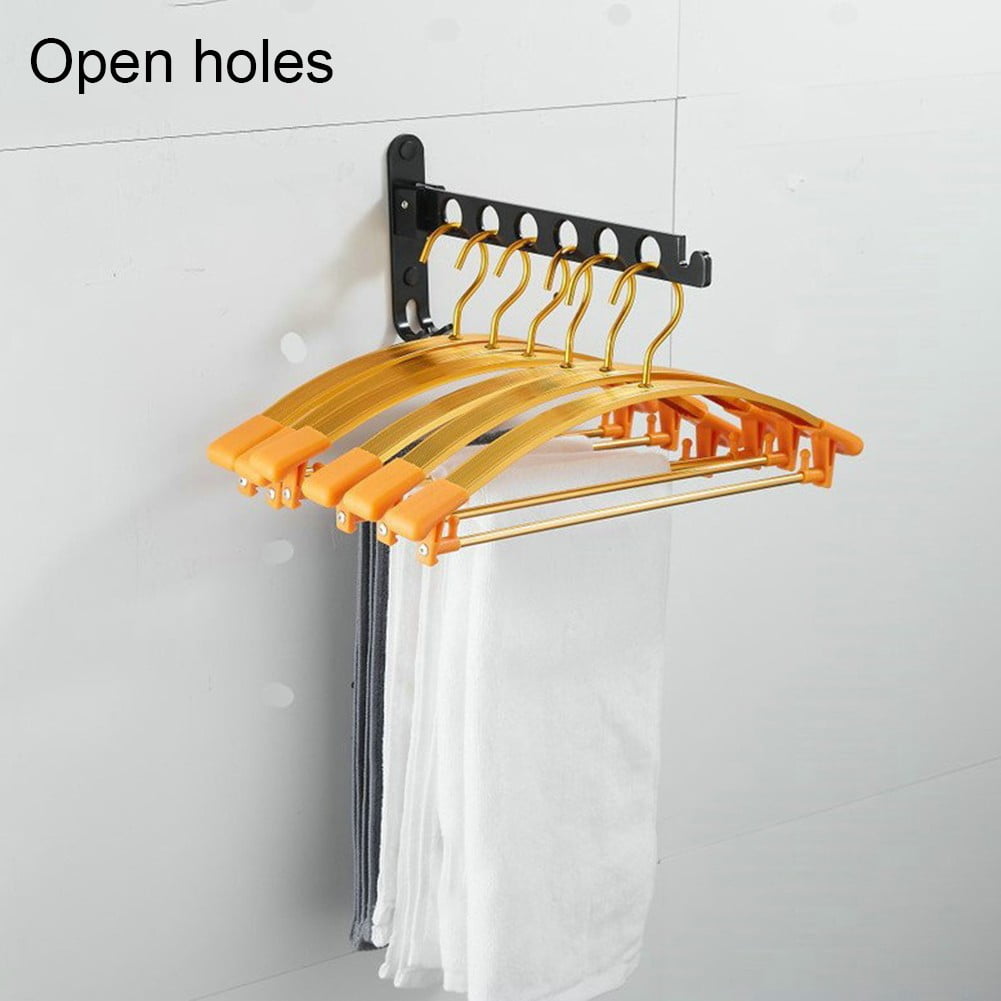 Aluminum Wall Mounted Folding Clothes Rack Space-Saving Retractable ...