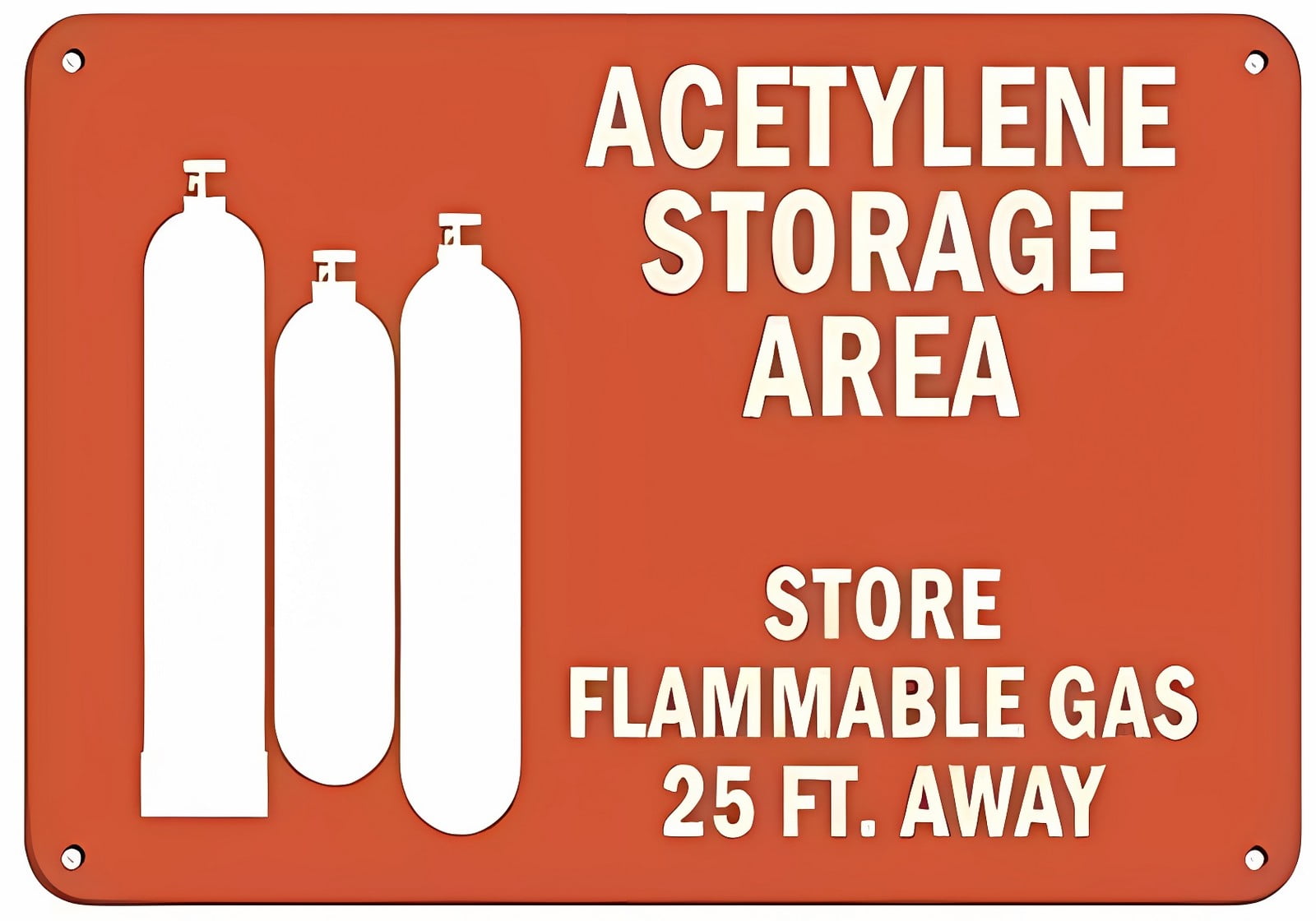 Aluminum Warning Sign Acetylene Storage Area Store Flammable Gas 25 Ft ...
