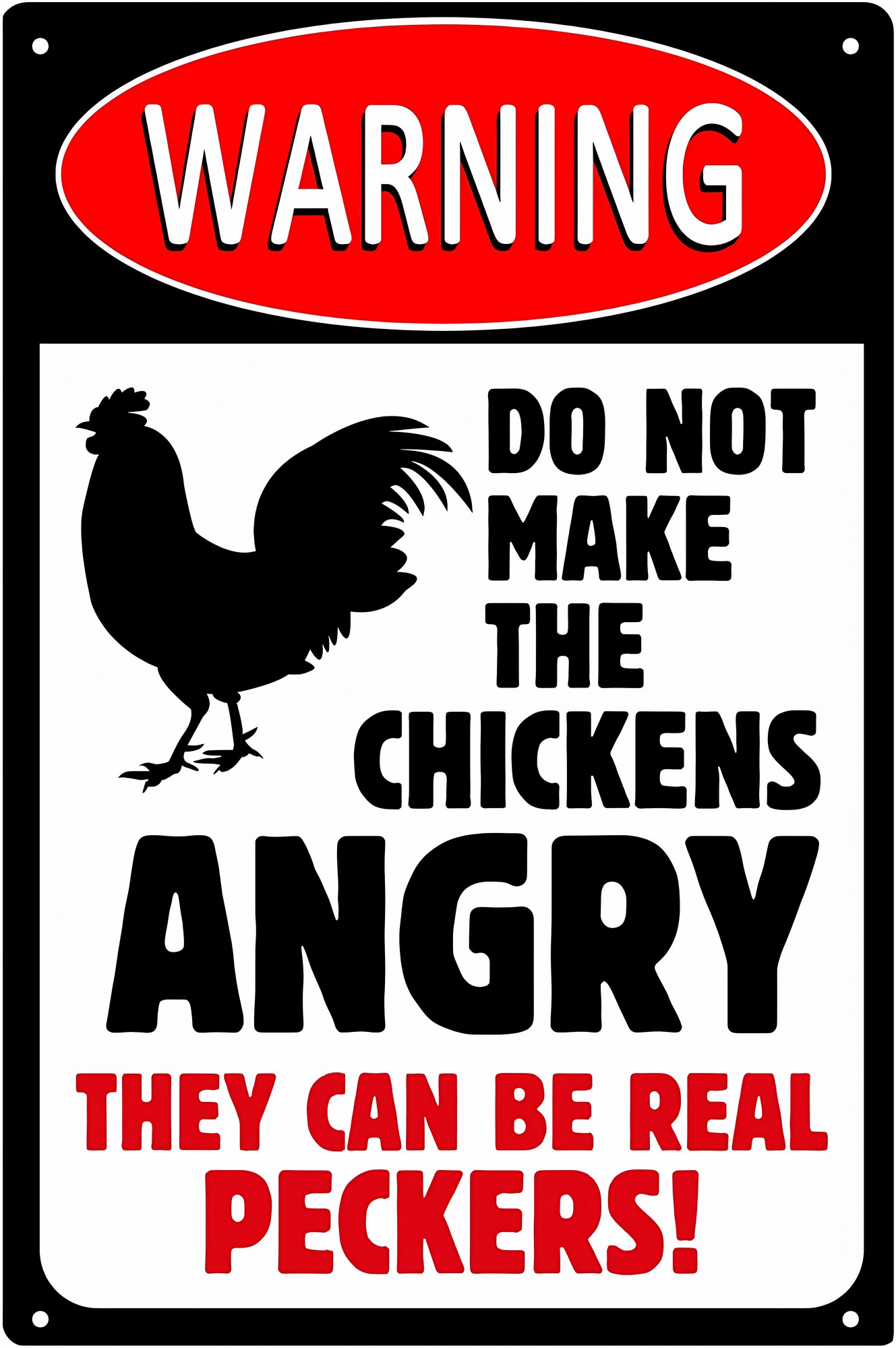 Aluminum Warning Sign Beware of Chicken 12 x 8 Inches - Chicken Coop ...