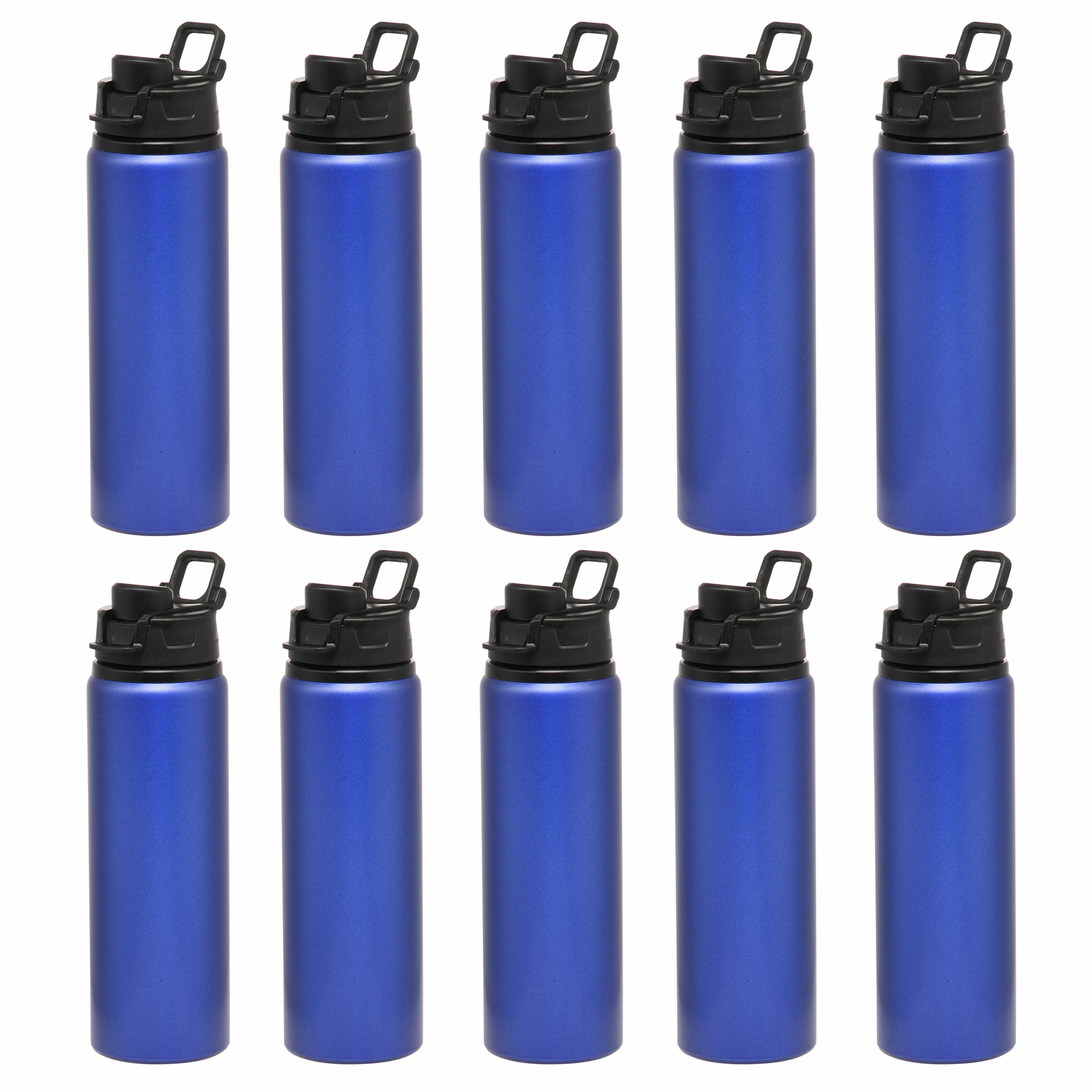 Aluminum Water Bottles with Snap Lids 25 oz. Set of 10, Bulk Pack ...