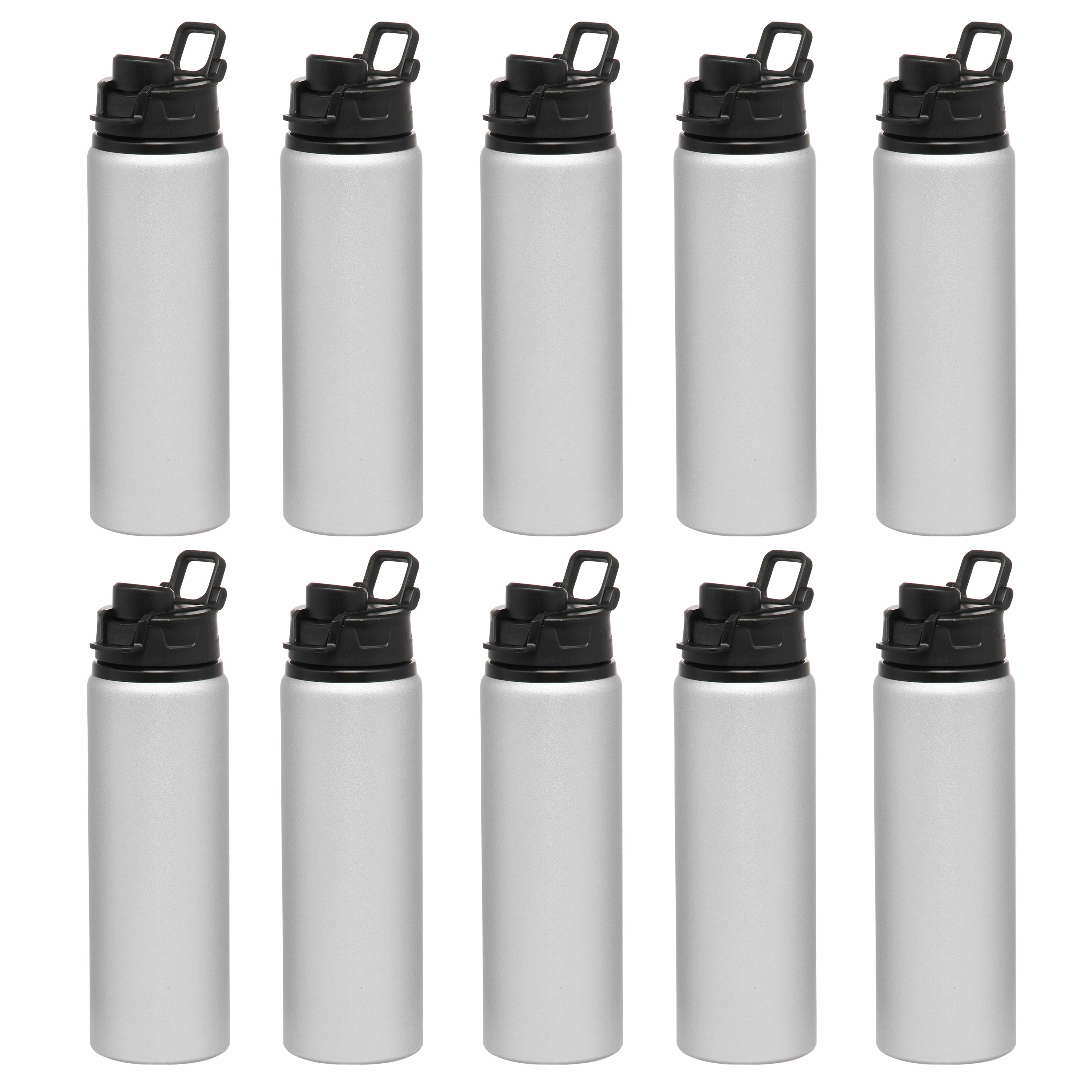 25 oz. Aluminum Water Bottles with Snap Lids, Set of 10 - Reusable for ...