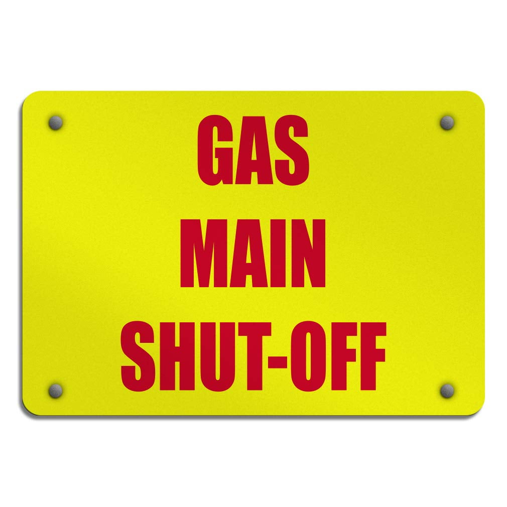 Aluminum Weatherproof Metal Sign Multiple Sizes Gas Main Shut Off Style ...