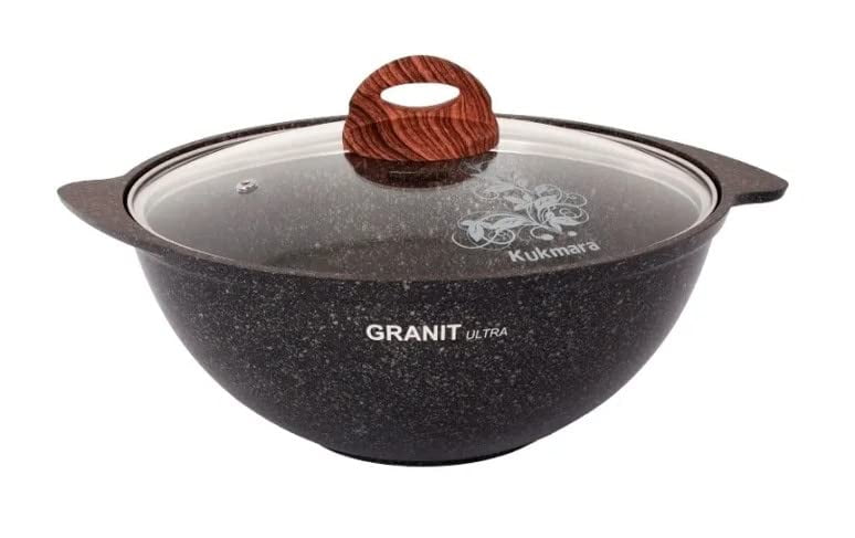 Aluminum Wok Kazan Cooking Pot with Lid Granit Ultra Non-Stick Kazan ...