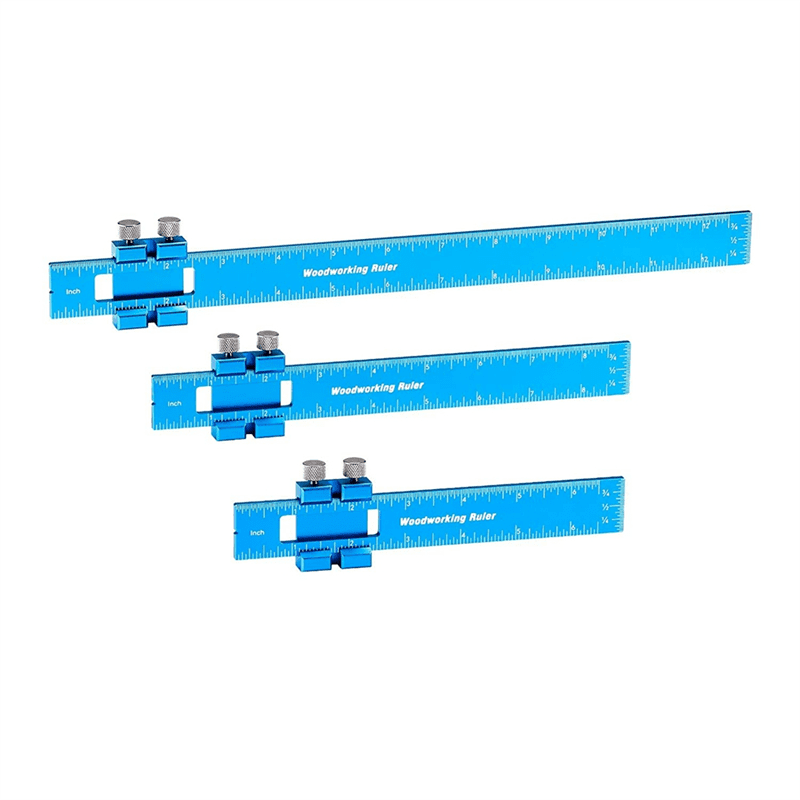 Aluminum Woodworking Rulers with Slide Stop, 3 Pcs Ruler Set Include 6 ...