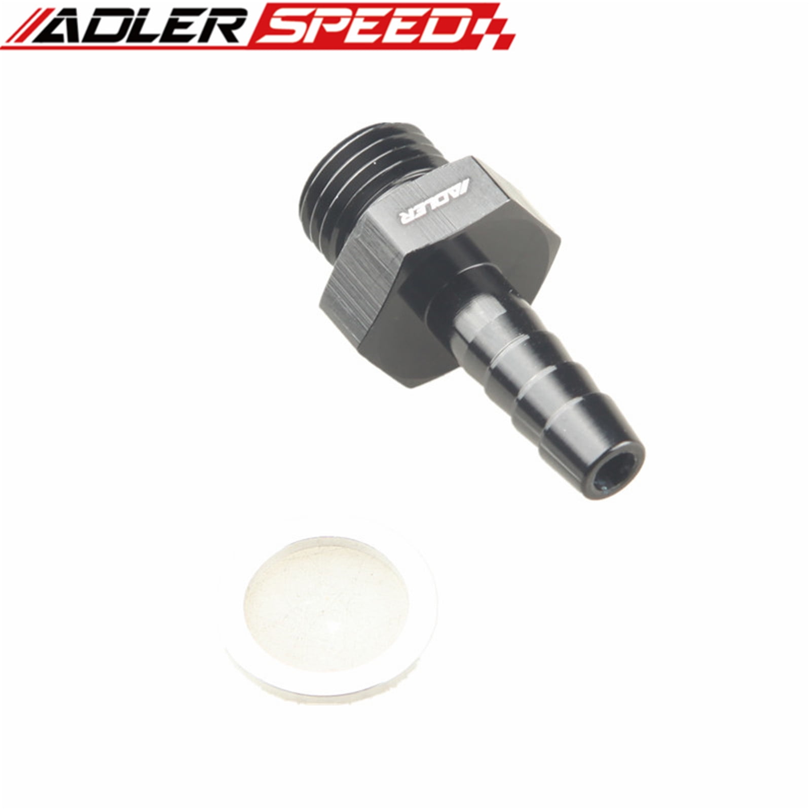 Aluminum adapter for Bosch 044 fuel pump, M14 X 1.5 inlet to Ø 8 Barb ...