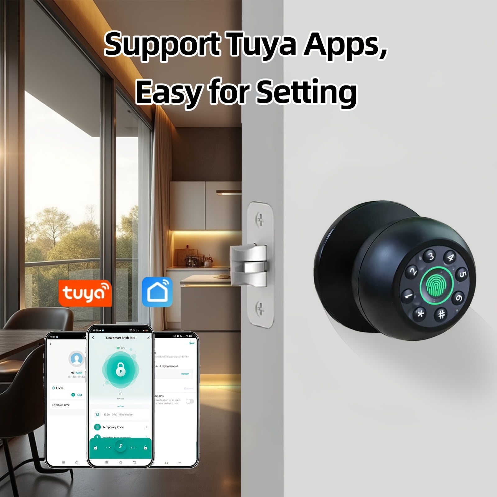 Aluminum alloy smart door lock with fingerprint and App unlock ...