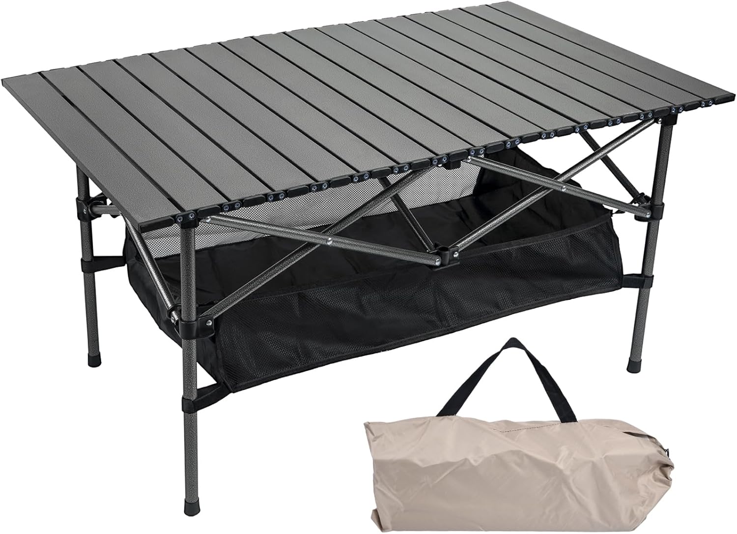 Aluminum folding table, ultra-light camping table with mesh layer, roll ...
