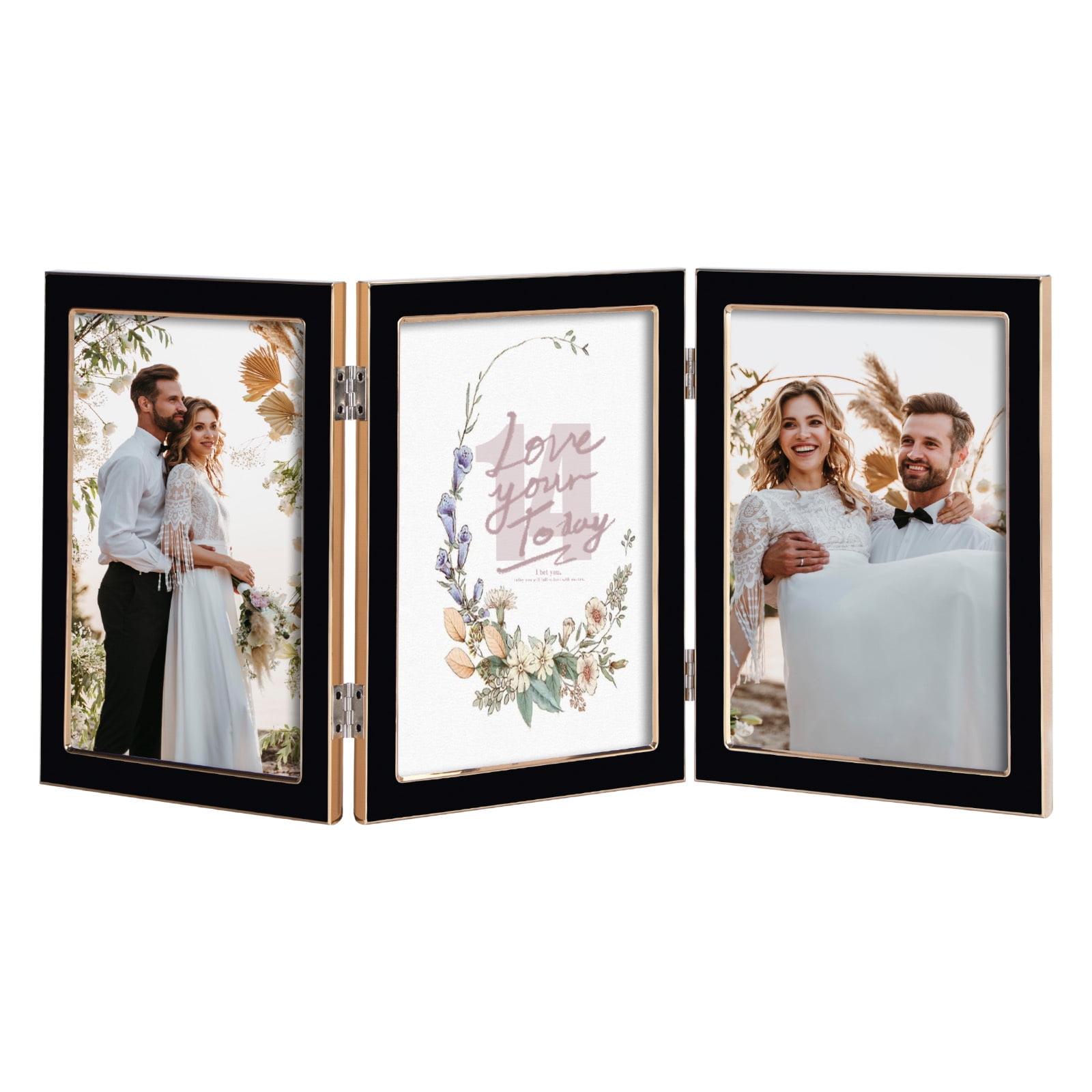 Black Trifold 5x7 Picture Frame, Vertical Hinged Frames Made to Display ...