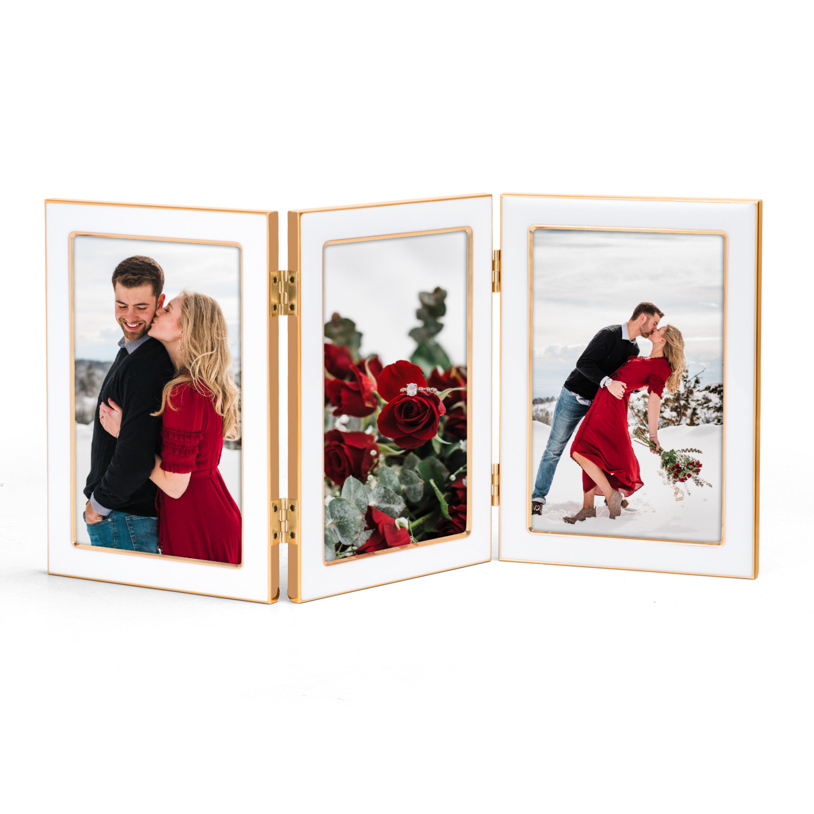 4x6 Hinged Double Gray Wood Picture Frame - Gallery Collection ...