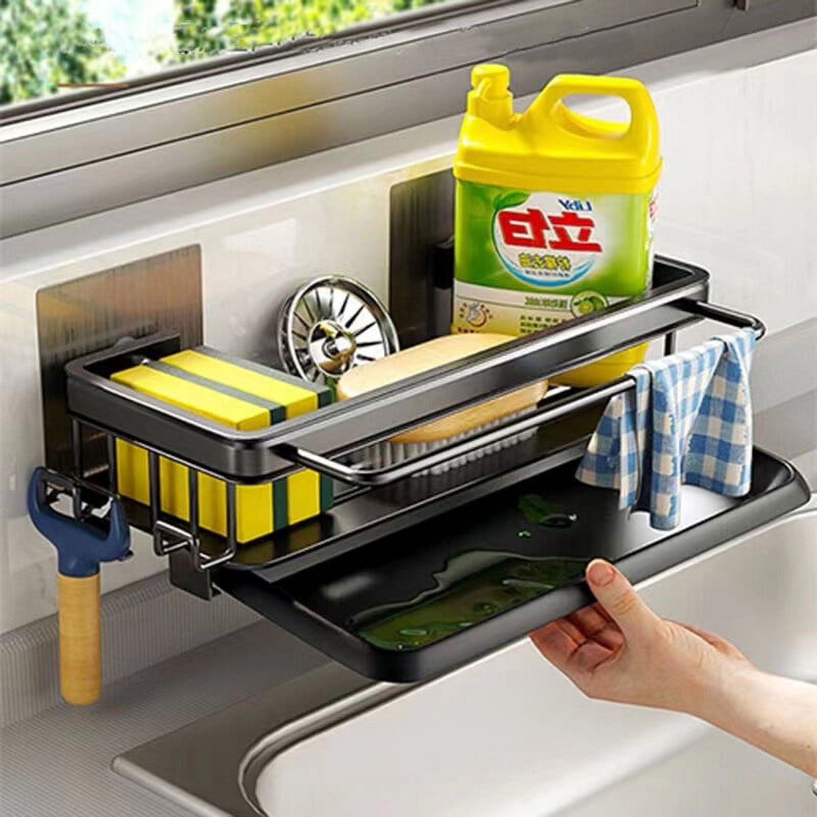 Aluminum kitchen sink drain rack wall-mounted Sponge Towel Holder ...