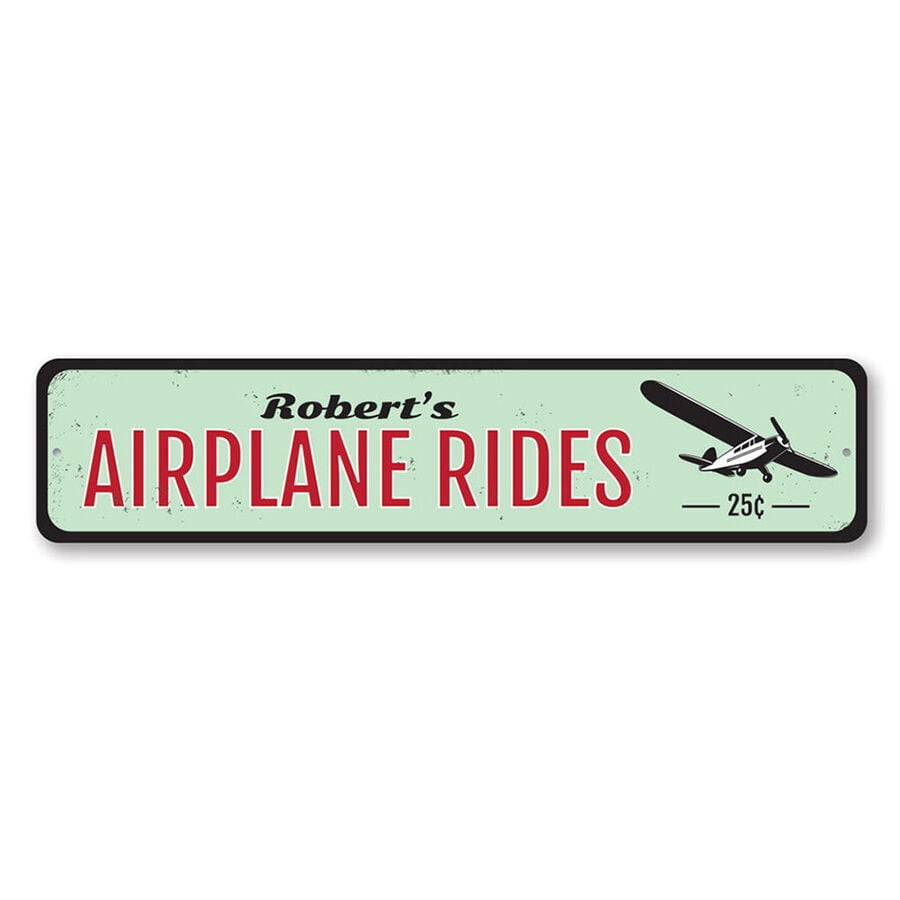 (Aluminum metal) Airplane Rides Sign 25 Cents Sign Airplane Metal Decor ...