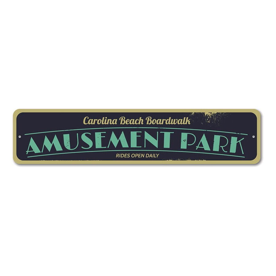 (Aluminum metal) Amusement Park Sign Rides Open Daily Boardwalk Metal ...