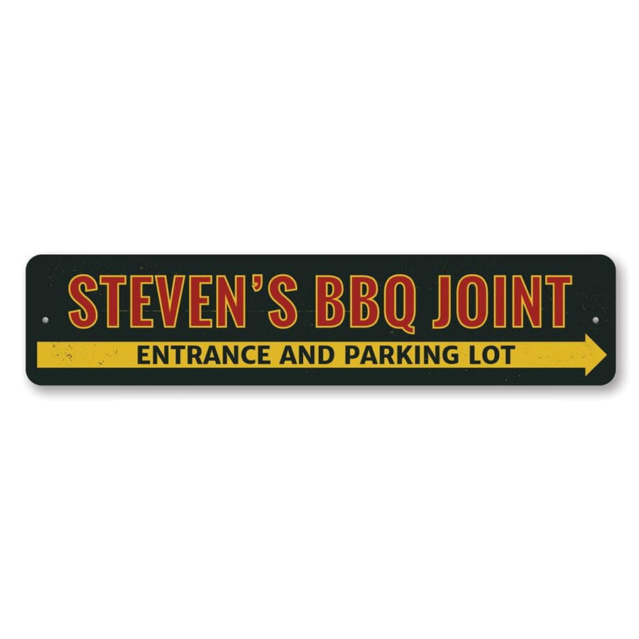 (Aluminum metal) BBQ Joint Arrow Sign Entrance & Parking Lot Metal Wall ...