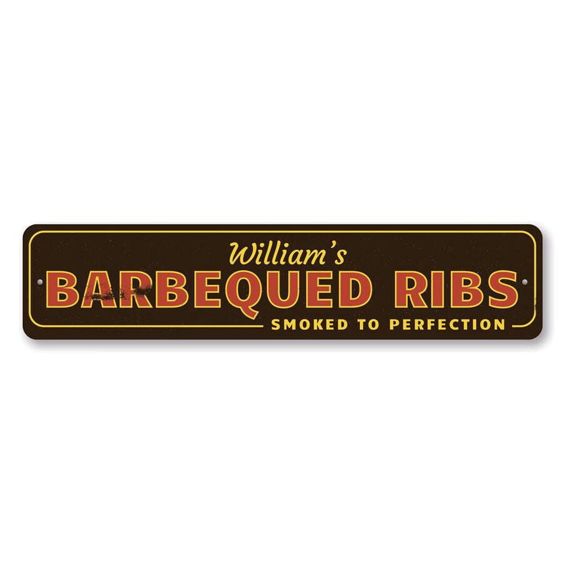 (Aluminum metal) Barbequed Ribs Sign Smoked To Perfection Metal Decor ...