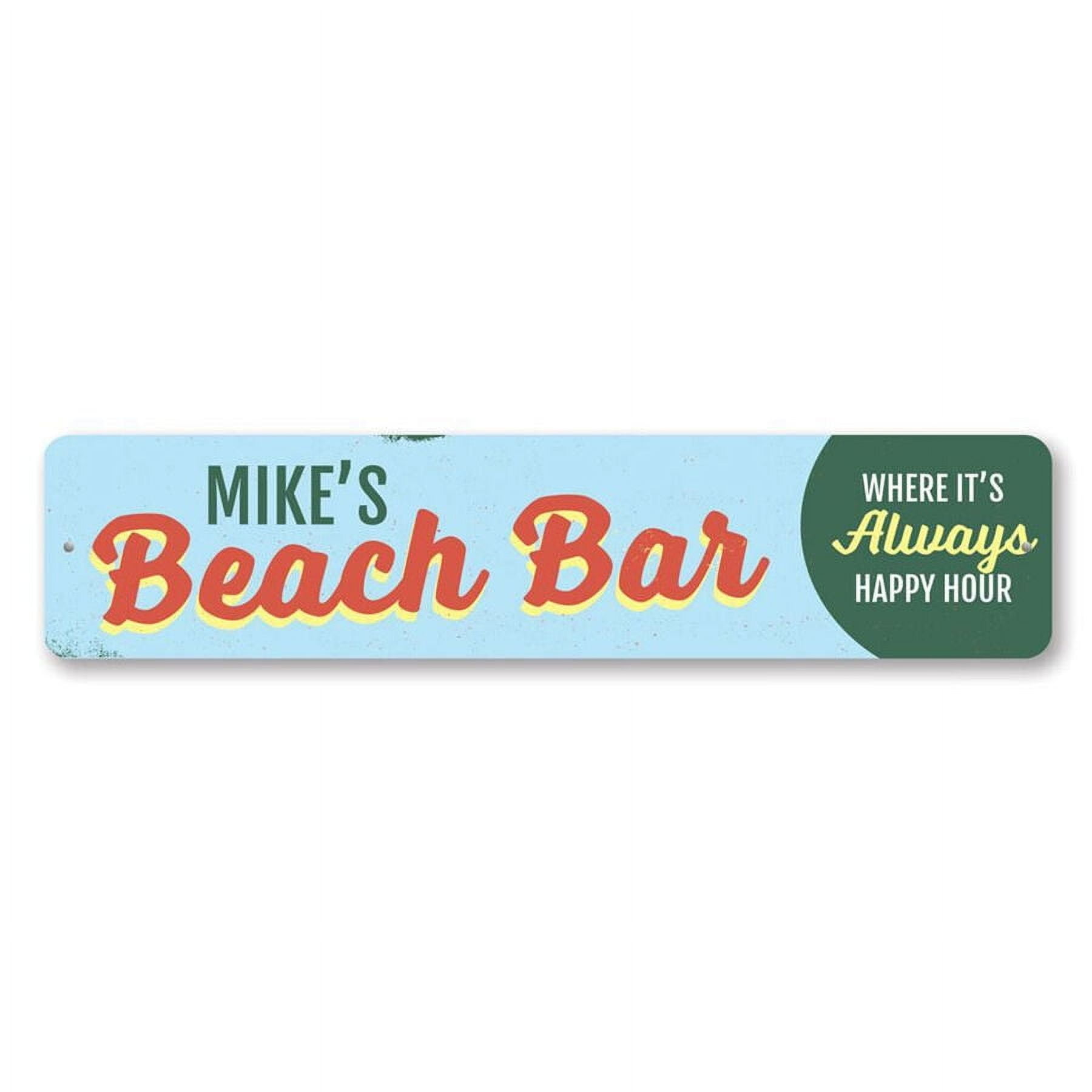 (Aluminum metal) Beach Bar Sign Bartender Name Sign Always Happy Metal ...