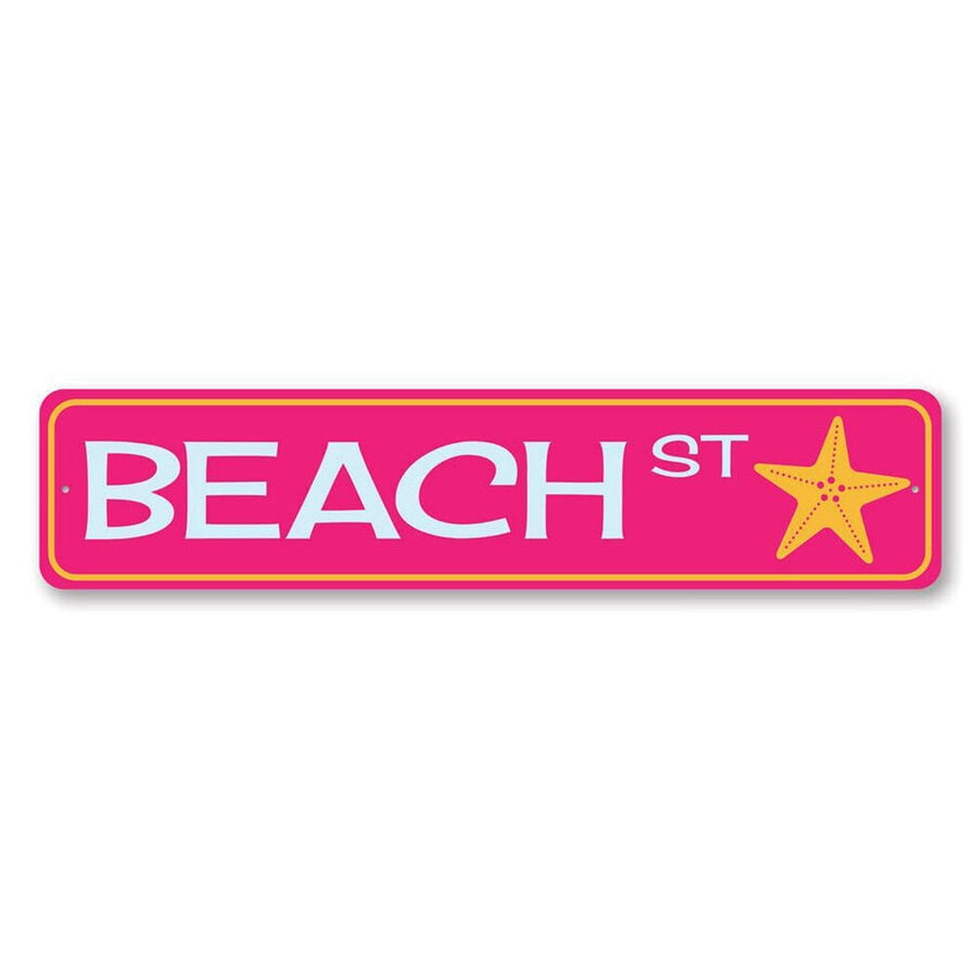 (Aluminum metal) Beach St Sign Beach Lover Starfish Sign Metal Beach ...