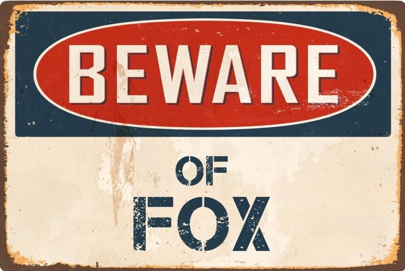 (Aluminum metal) Beware of Fox sign Fox sign Fox Plaque Size: 16 x 12 ...