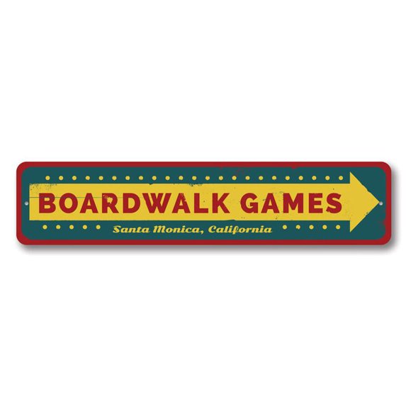 (Aluminum metal) Boardwalk Games Sign Directional Arrow Metal Wall ...