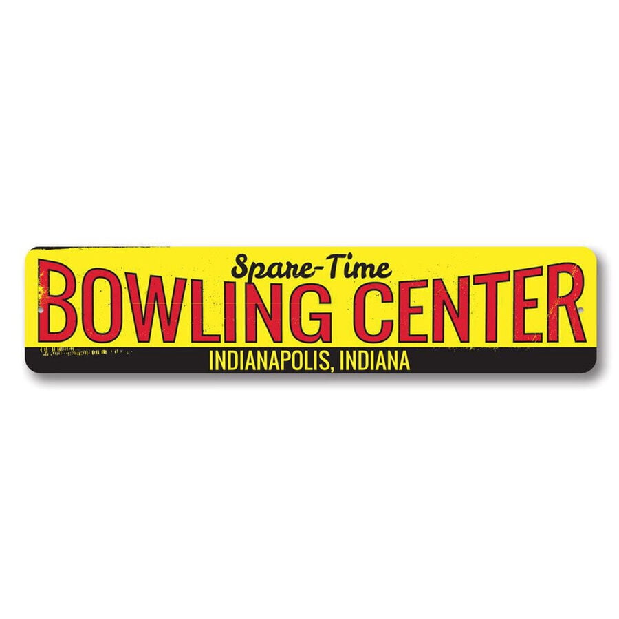 (Aluminum metal) Bowling Center Sign Spare-Time Bowl Metal Wall Decor ...