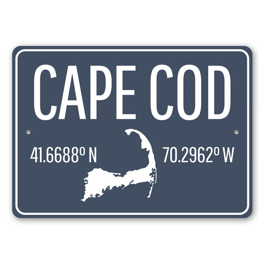 (Aluminum metal) Cape Cod Coordinates Cape Cod Beach Sign Beach House ...