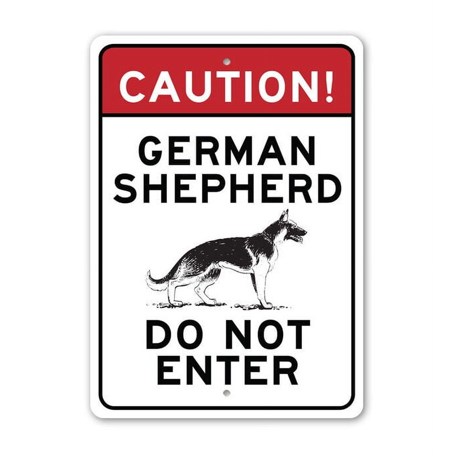 (Aluminum metal) Caution German Shepherd Metal Sign Beware Warning Pet ...