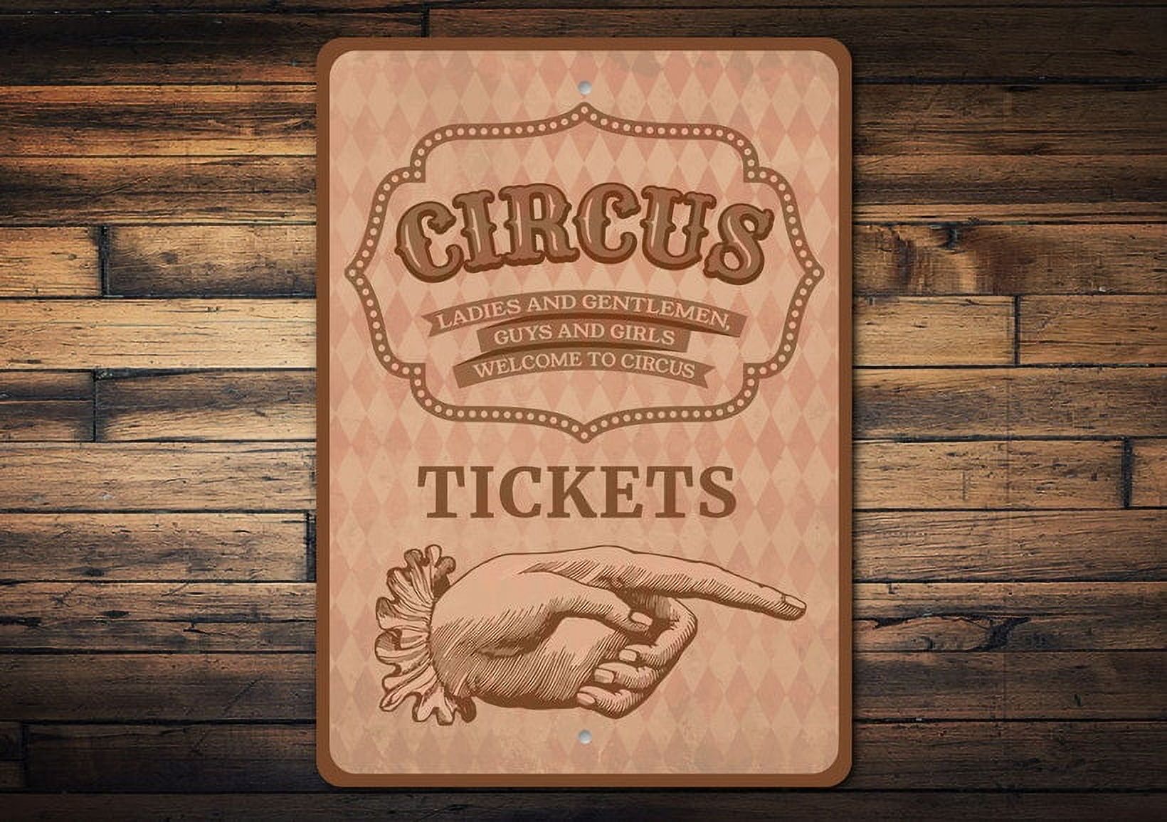 (Aluminum metal) Circus Ticket Arrow Sign Circus Gifts Circus Vintage ...