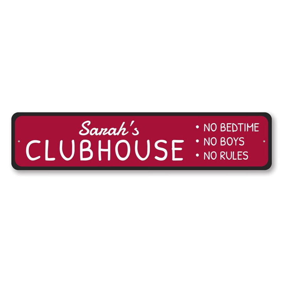 (Aluminum metal) Clubhouse Sign No Bedtime No Boys No Rules Kid Room ...