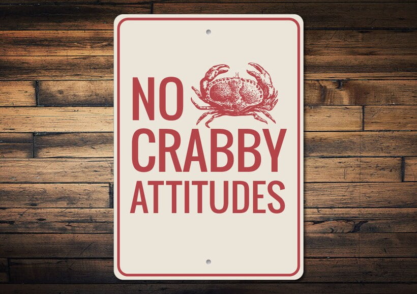 (Aluminum metal) Crabby Attitude Sign Crab Decor Crab Sign Crab Lover ...