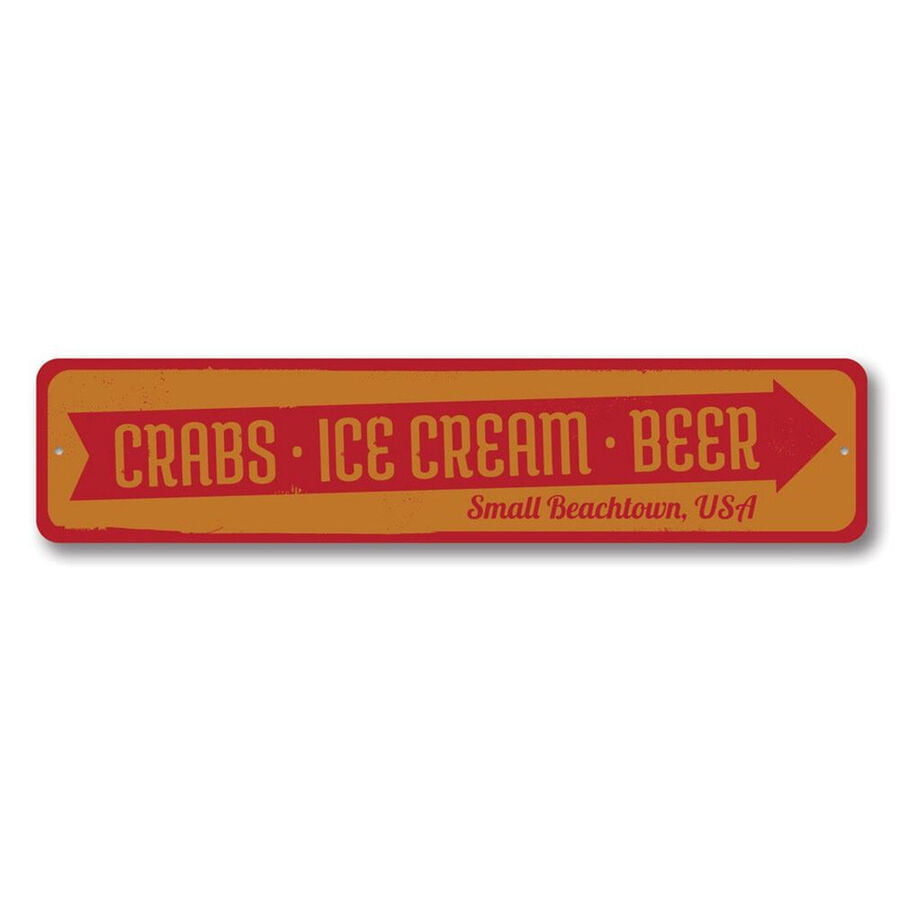 (Aluminum metal) Crabs Ice Cream Beer Sign Directional Arrow Metal ...