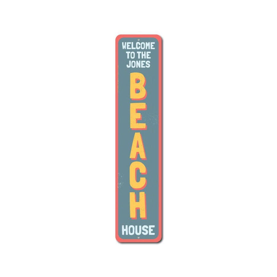 (Aluminum metal) Family Beach House Welcome Vertical Sign Family Name ...