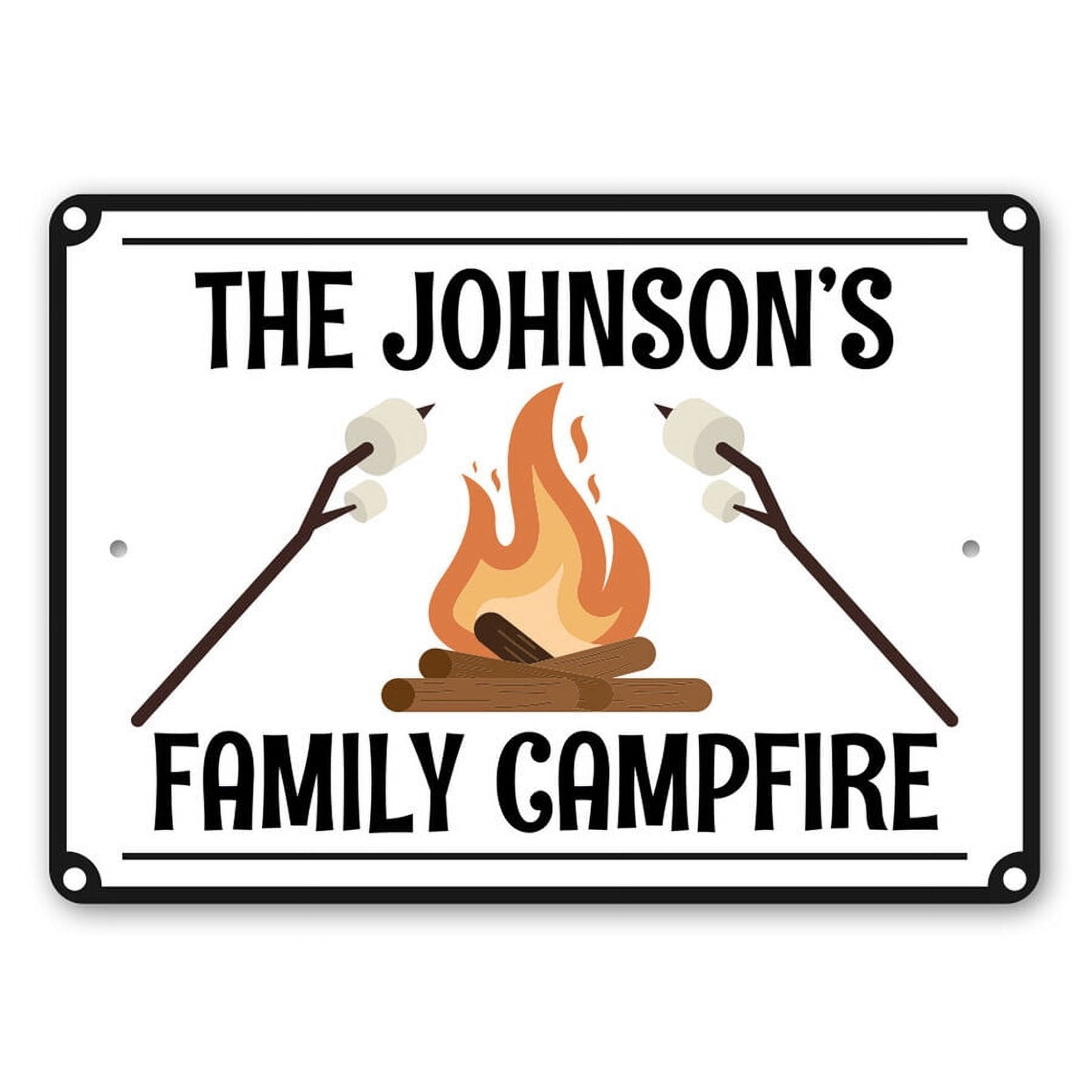 (Aluminum metal) Family Campfire Name Metal Sign Size: 16 x 12 Inch ...