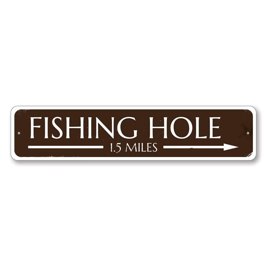 (Aluminum metal) Fishing Hole Directional Arrow Sign Mileage Metal Sign ...