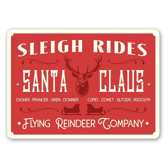 (Aluminum metal) Flying Reindeer Company Metal Sign Size: 16 x 12 Inch ...