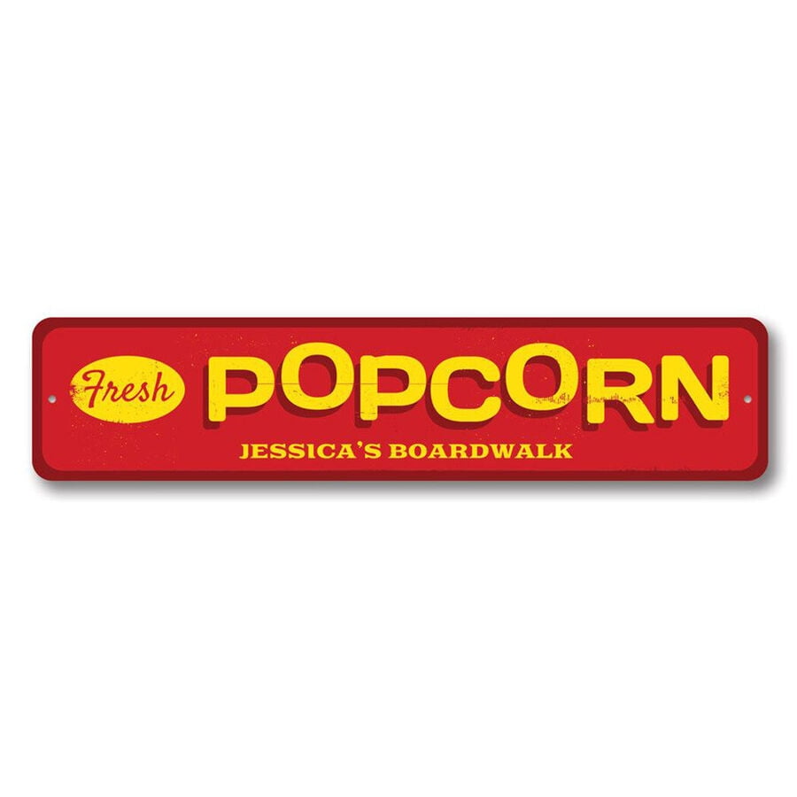 (Aluminum metal) Fresh Popcorn Sign Boardwalk Name Sign Metal Decor ...