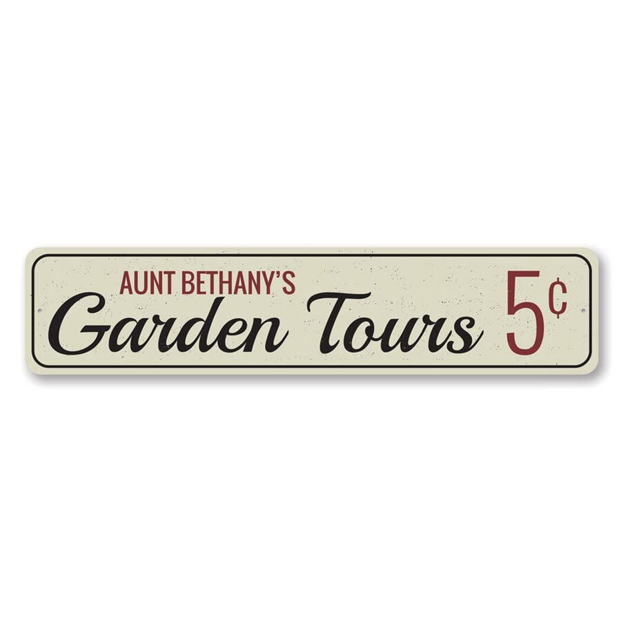 (Aluminum metal) Garden Tours Sign 5 Cent Garden Decor Metal Decor Sign ...