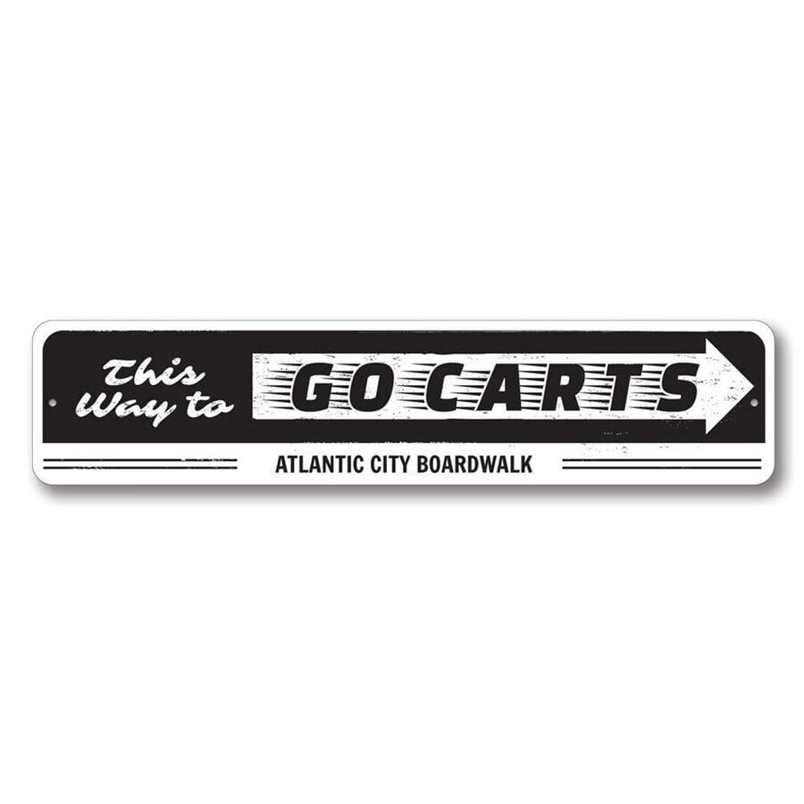 (Aluminum metal) Go Carts This Way Sign Boardwalk Location Arrow Metal ...