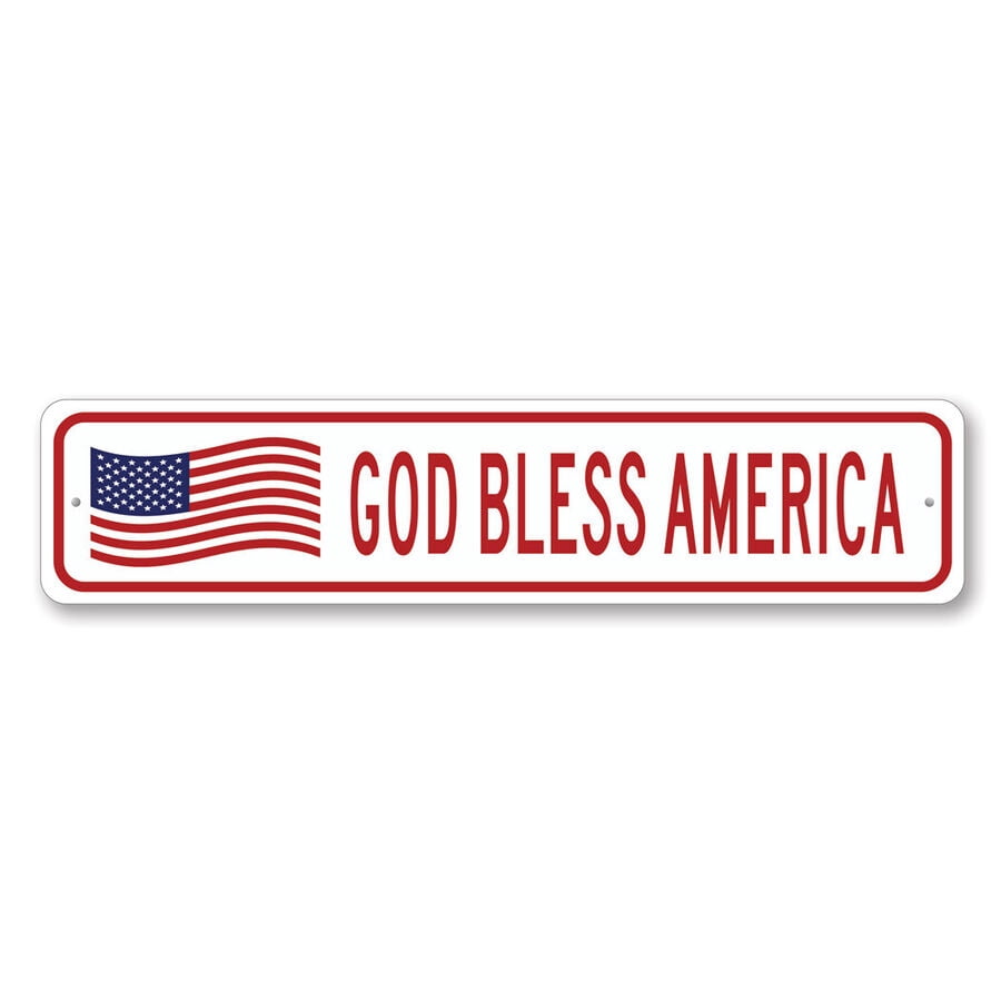 (Aluminum metal) God Bless America US American Flag Metal Sign Size: 4 ...