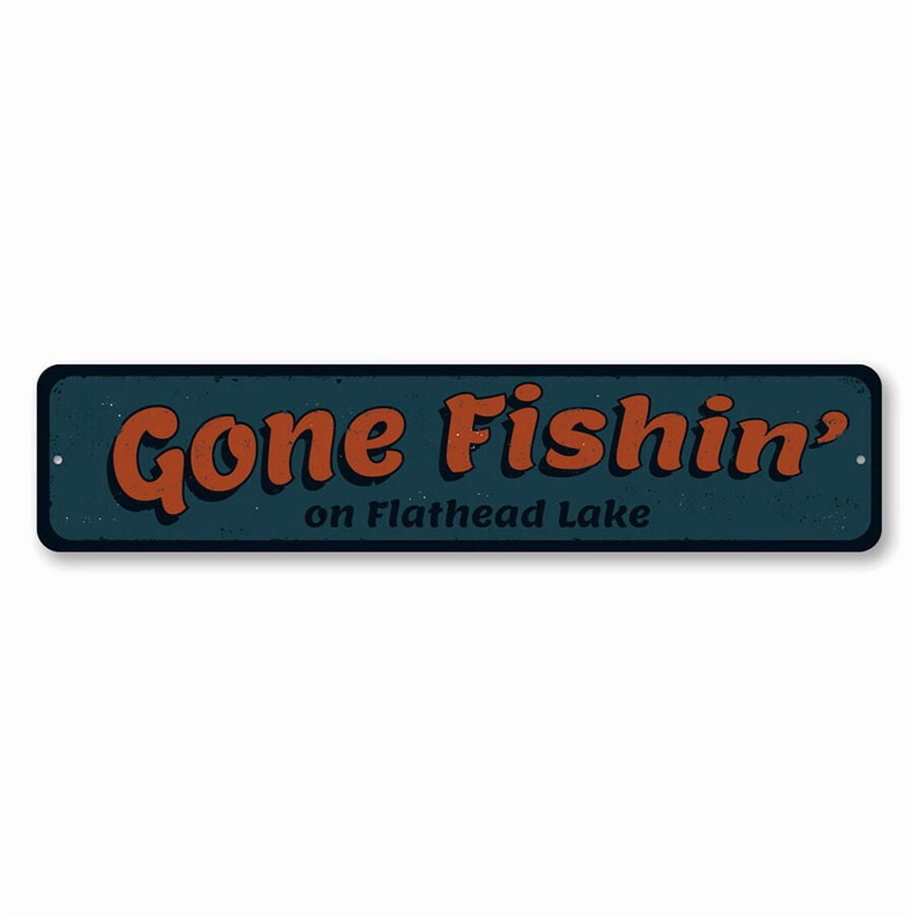 (Aluminum metal) Gone Fishing Sign Gone Fishin' Lake House Metal Decor ...