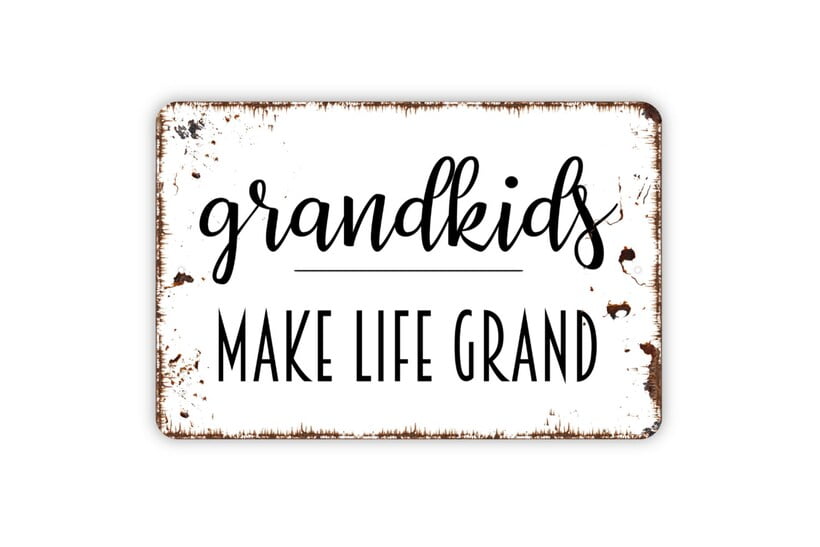 (Aluminum metal) Grandkids Make Life Grand Sign Family Metal Wall Art ...