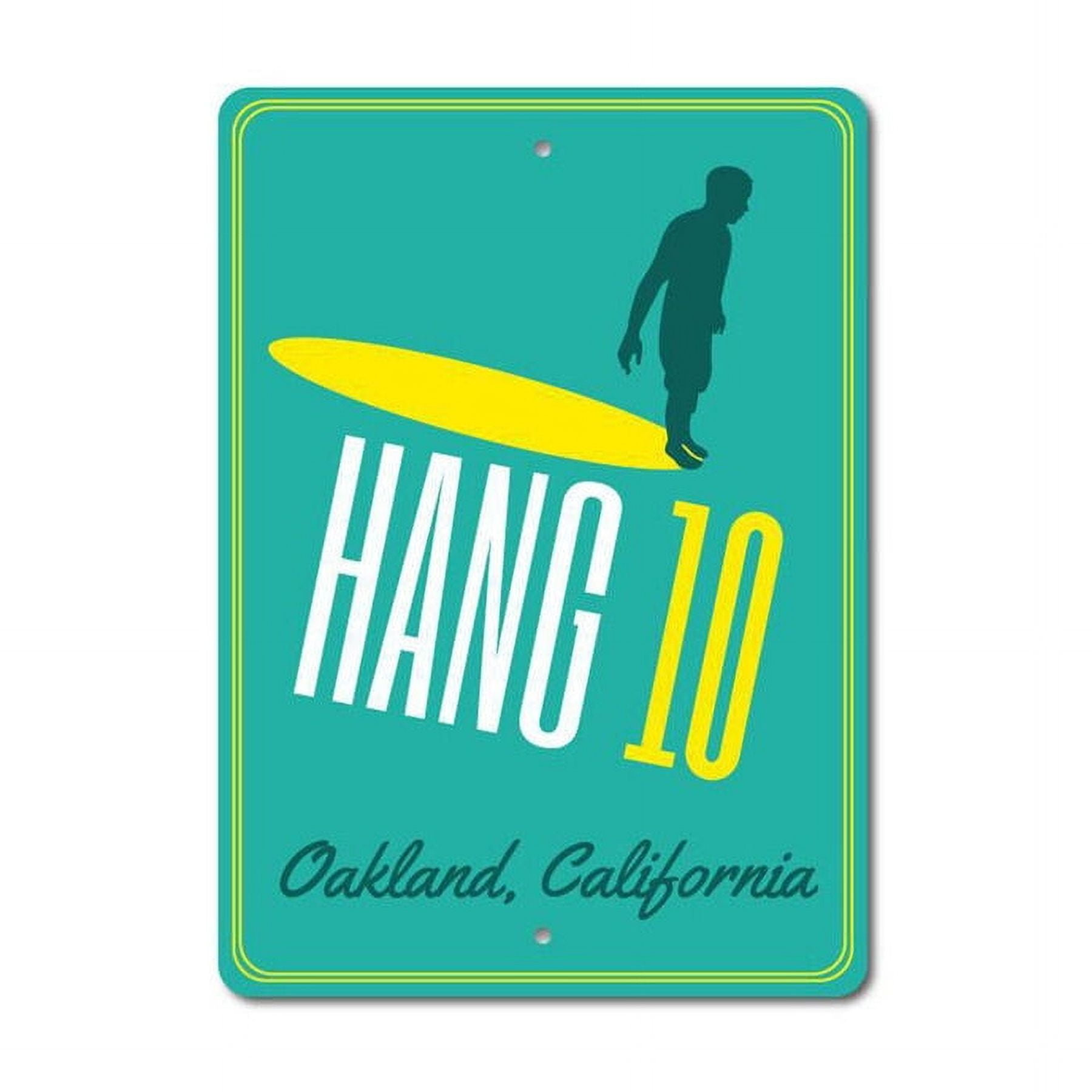 (Aluminum metal) Hang 10 Metal Sign Size: 8 x 12 Inch - Walmart.com