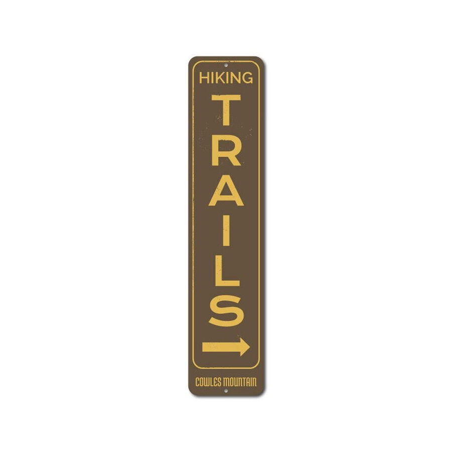 (Aluminum metal) Hiking Trails Vertical Sign Arrow Mountain Location ...