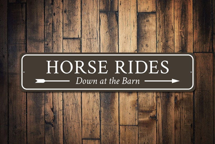 (Aluminum metal) Horse Rides Sign Horse Rides Decor Horse Barn Sign ...