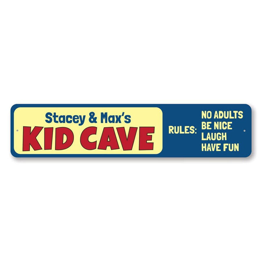 (Aluminum metal) Kid Cave Rules Sign Kid Name Playroom Sign No Adults ...