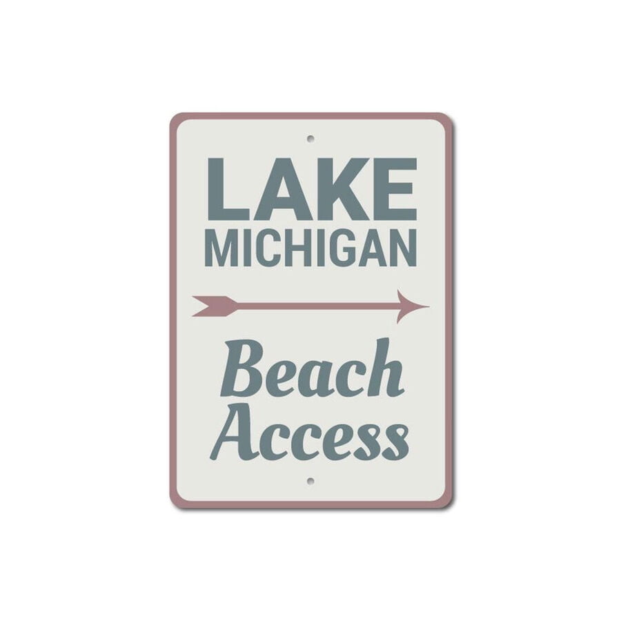 (Aluminum metal) Lake Access Sign Beach Access Sign Lake Michigan Sign ...