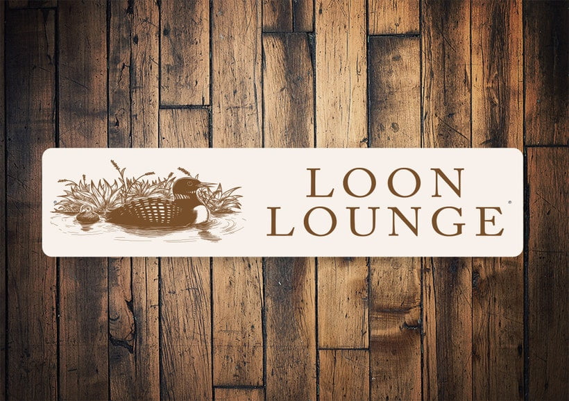 (Aluminum metal) Loon Lounge Sign Loon Lounge Decor Loon Lover Lake ...